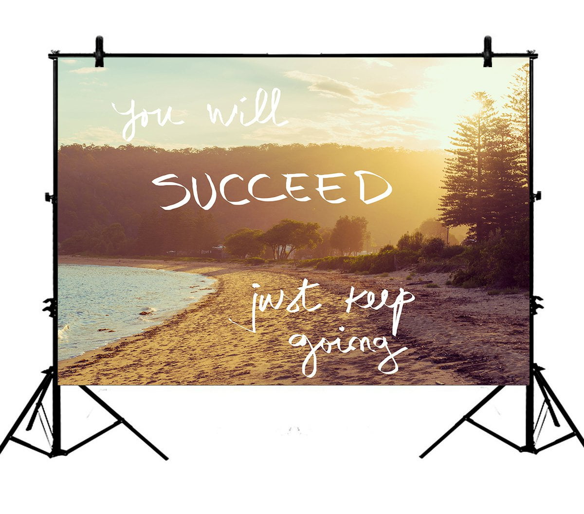 PHFZK 7x5ft Inspirational Quote Backdrops, Sunset Calm Sunny Beach ...
