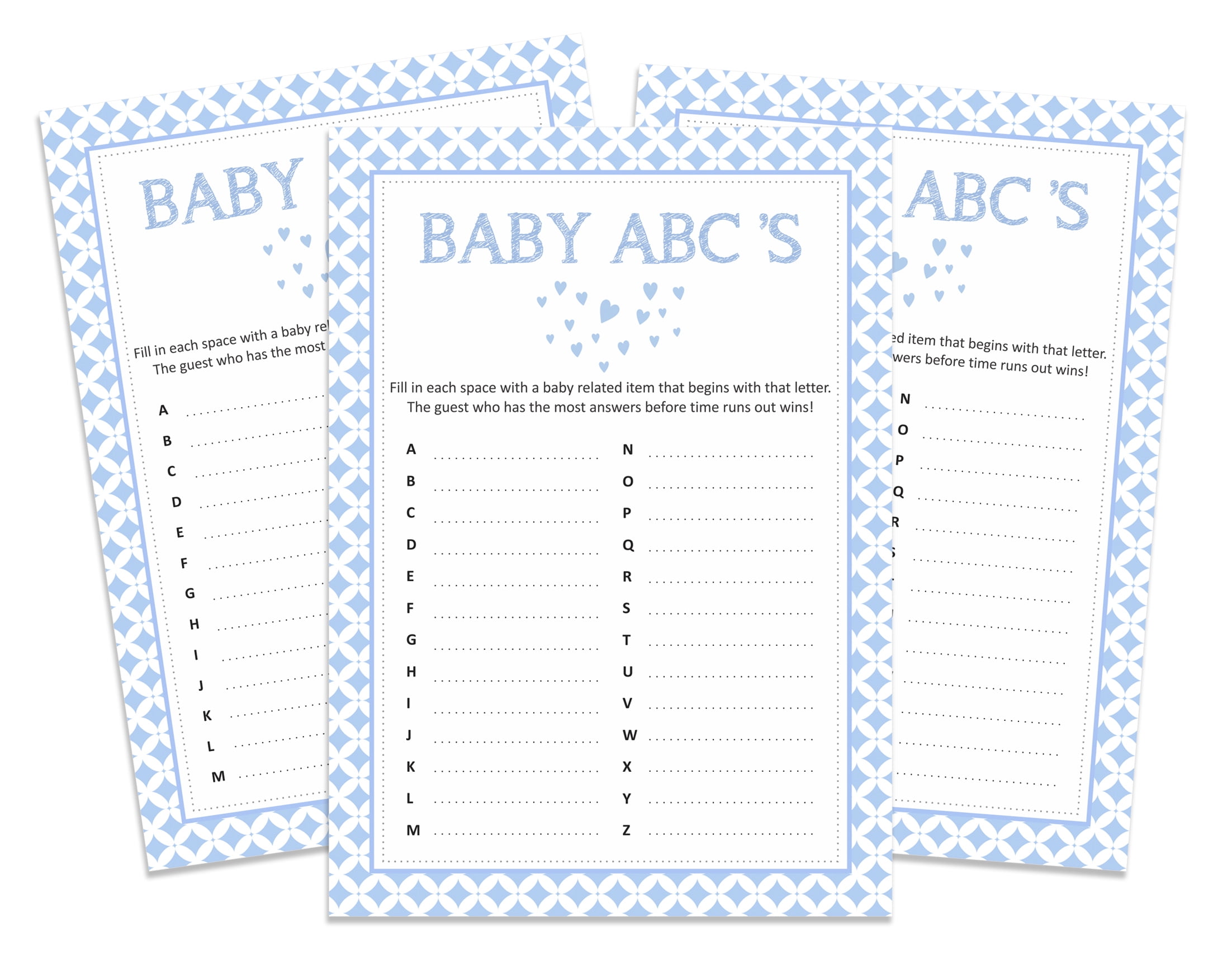 InkdotpotPack of 50,BoyBabyShower Party Collection, Baby ABC Game,Fun ...