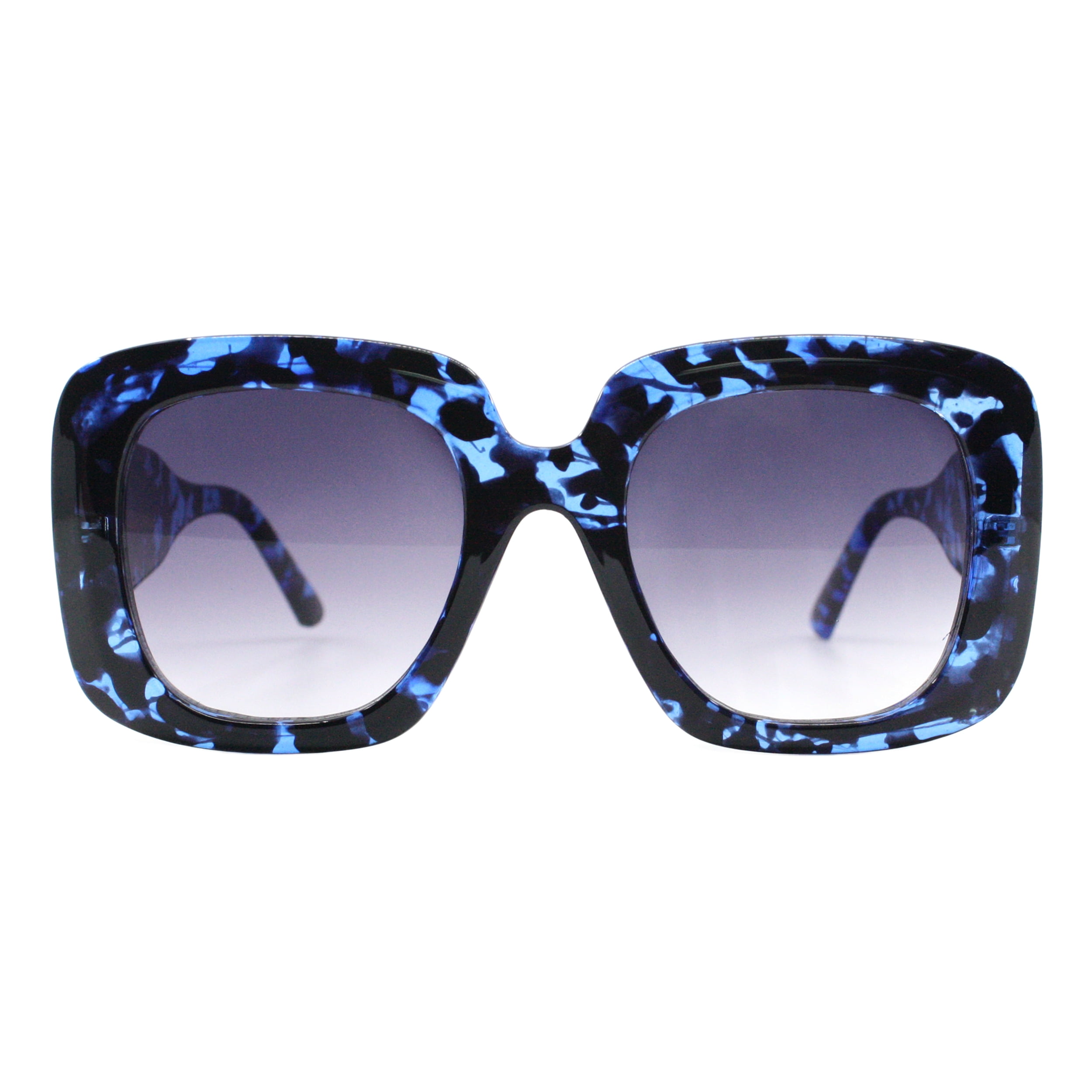 Womens Square Fashion Sunglasses Oversized Thick Frame UV 400 Blue Tort ...