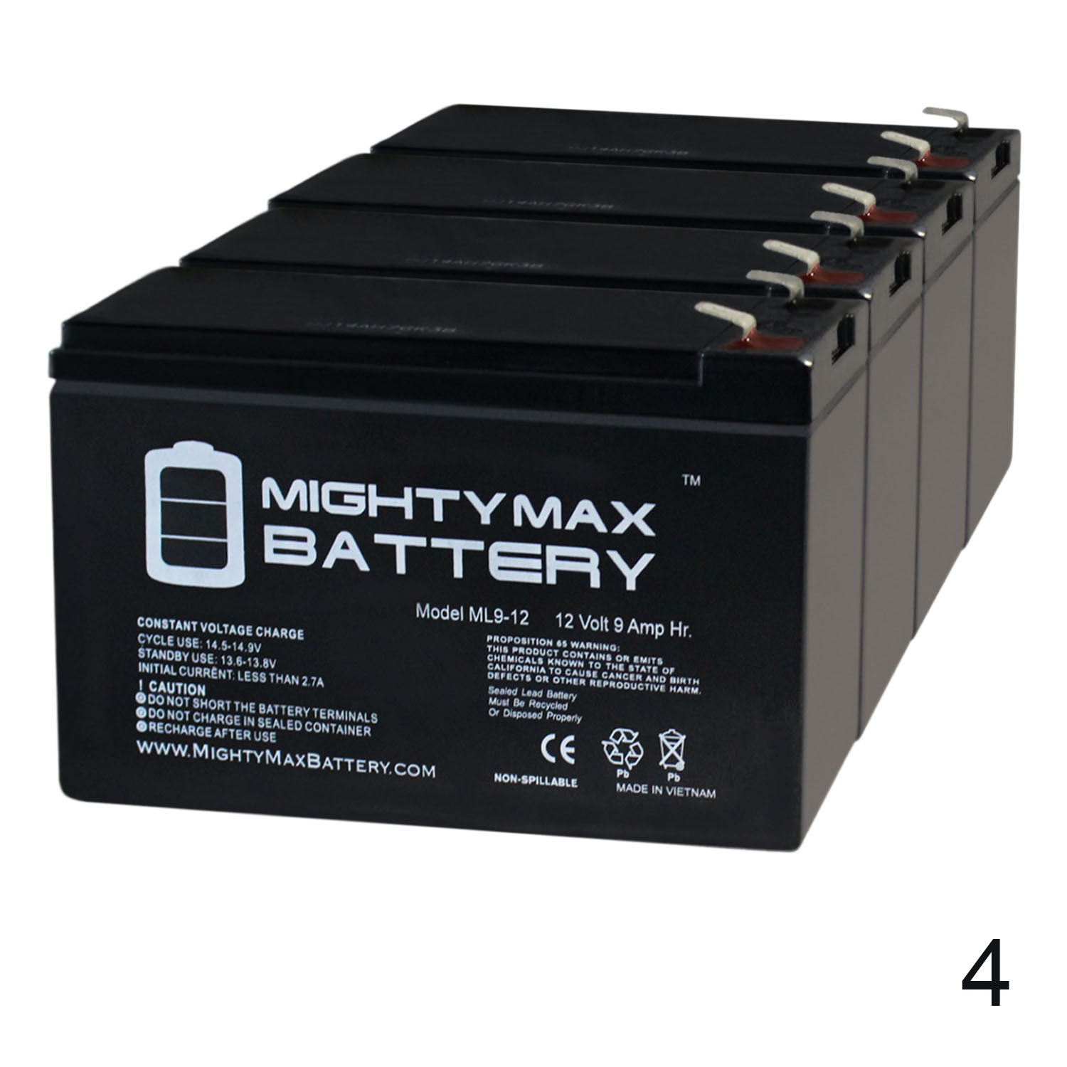 Altronix AL125UL 12V, 9Ah Lead Acid Battery - 4 Pack - Walmart.com ...