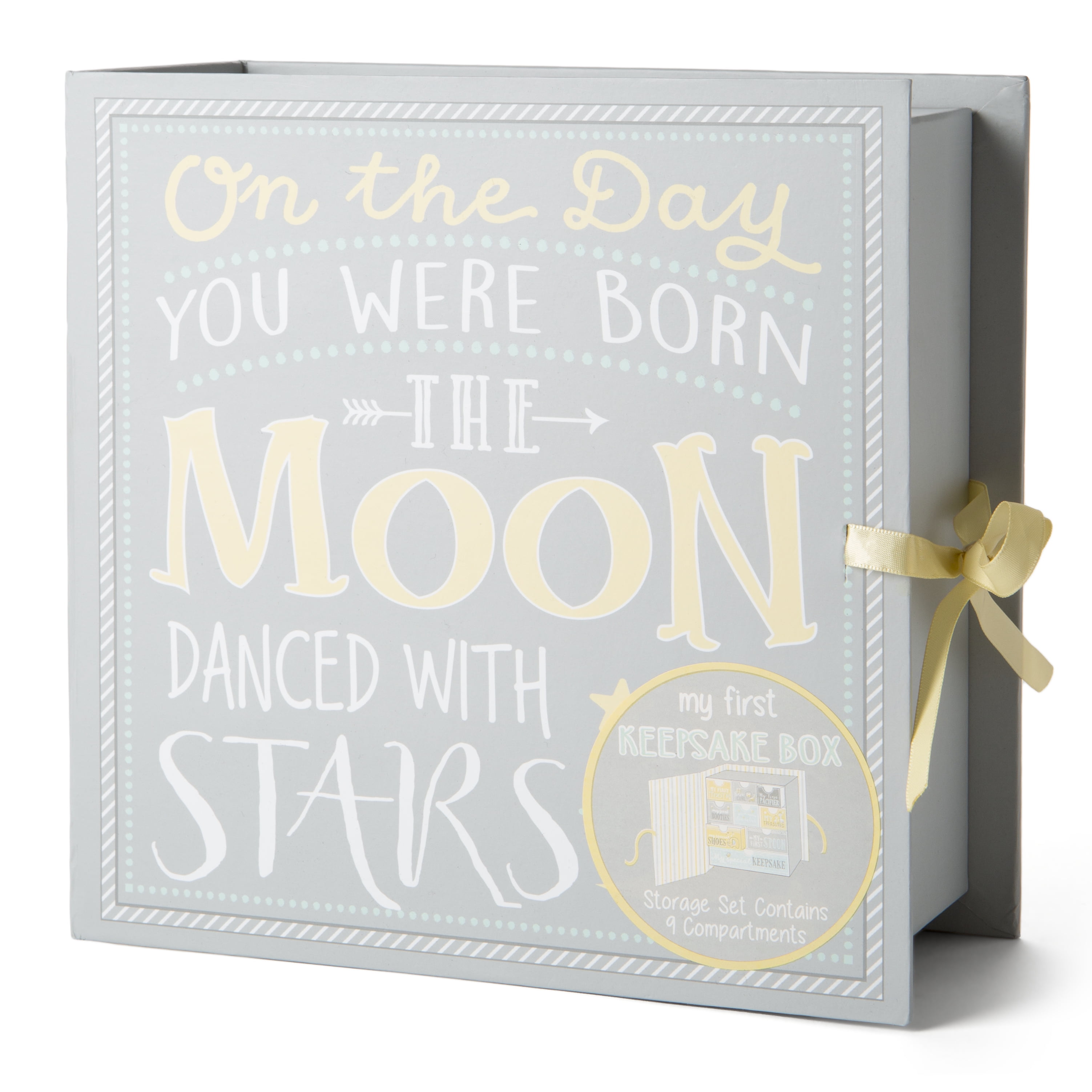 Baby Milestone Keepsake Storage Box for Kids - Moon & Stars - Gray ...