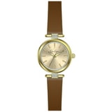 Jessica Simpson 36mm Gold Tone Crystal Accent Mettalized Bezel Brown ...