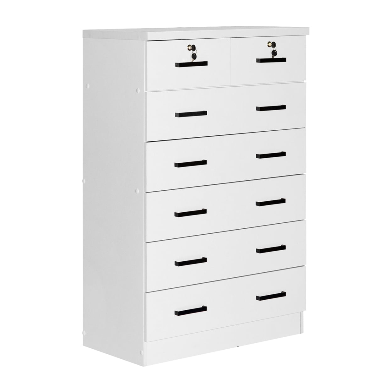 Home Furniture Cindy 7 Drawer Chest Wooden Dresser with Lock - White ...