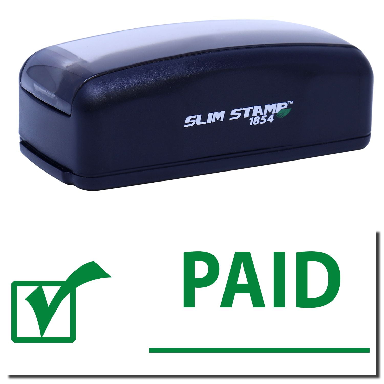Large Pre-Inked Paid with Checkmark Stamp, Slim 1854, Ultra Slim Design ...