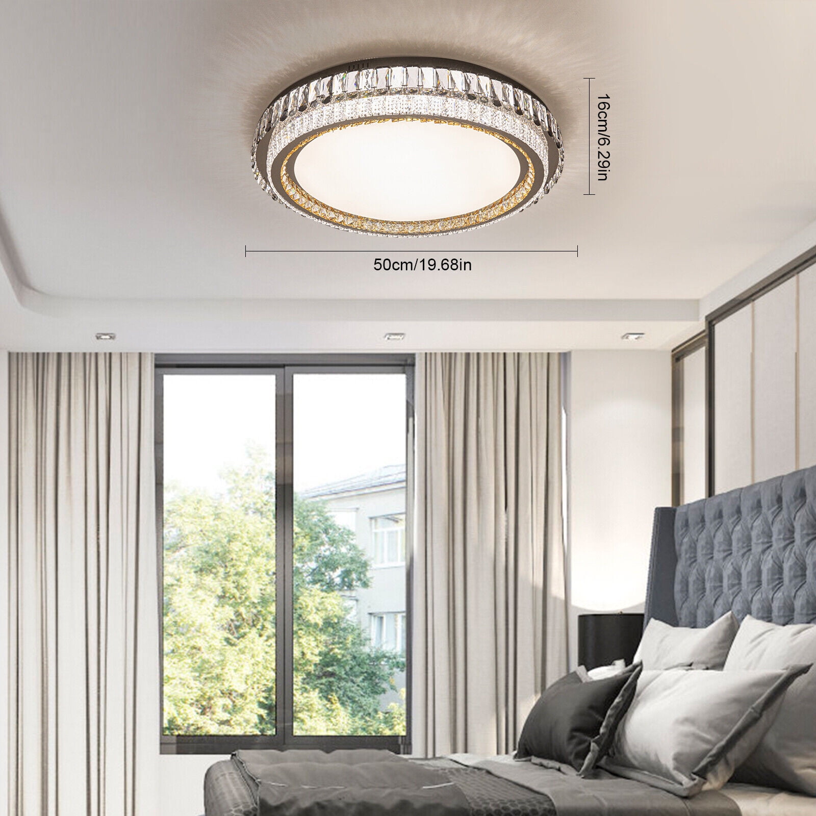 DENEST Modern Round Crystal Ceiling Lamp 36W 3 Color LED ceiling Lamp ...