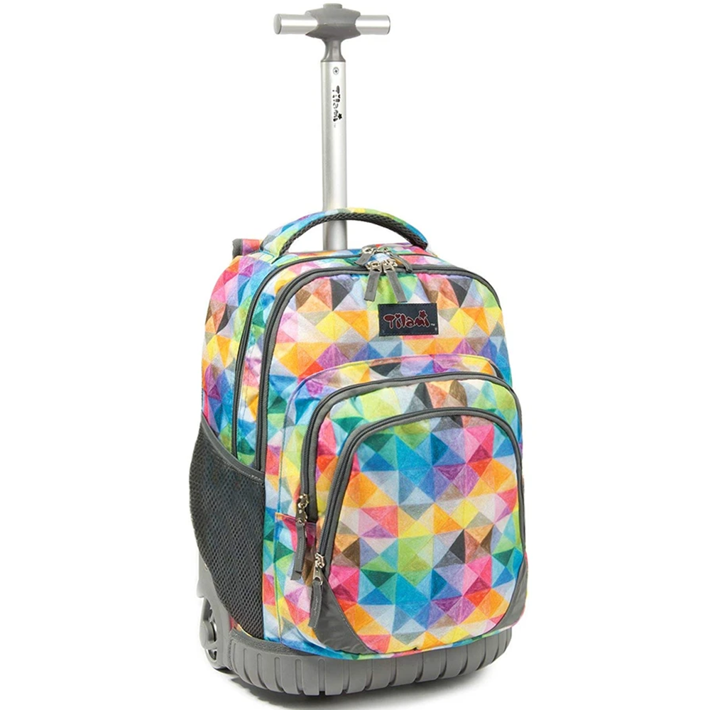Tilami Colorful Geometric Print Rolling Backpack 18 Inch Wheeled ...