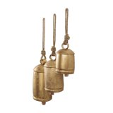 DecMode Gold Metal Tibetan Inspired Decorative Hanging Bell Chime Set ...