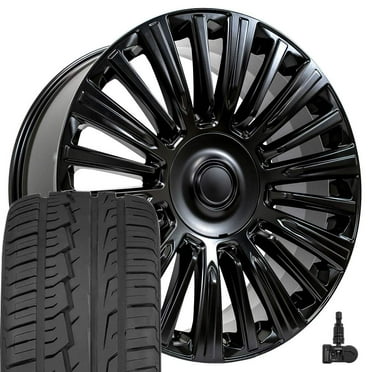 20x8.5 Wheels and Tires fit GMC Chevy Trucks & SUVs - Yukon Style Chrome Rims w/Bridgestone ...