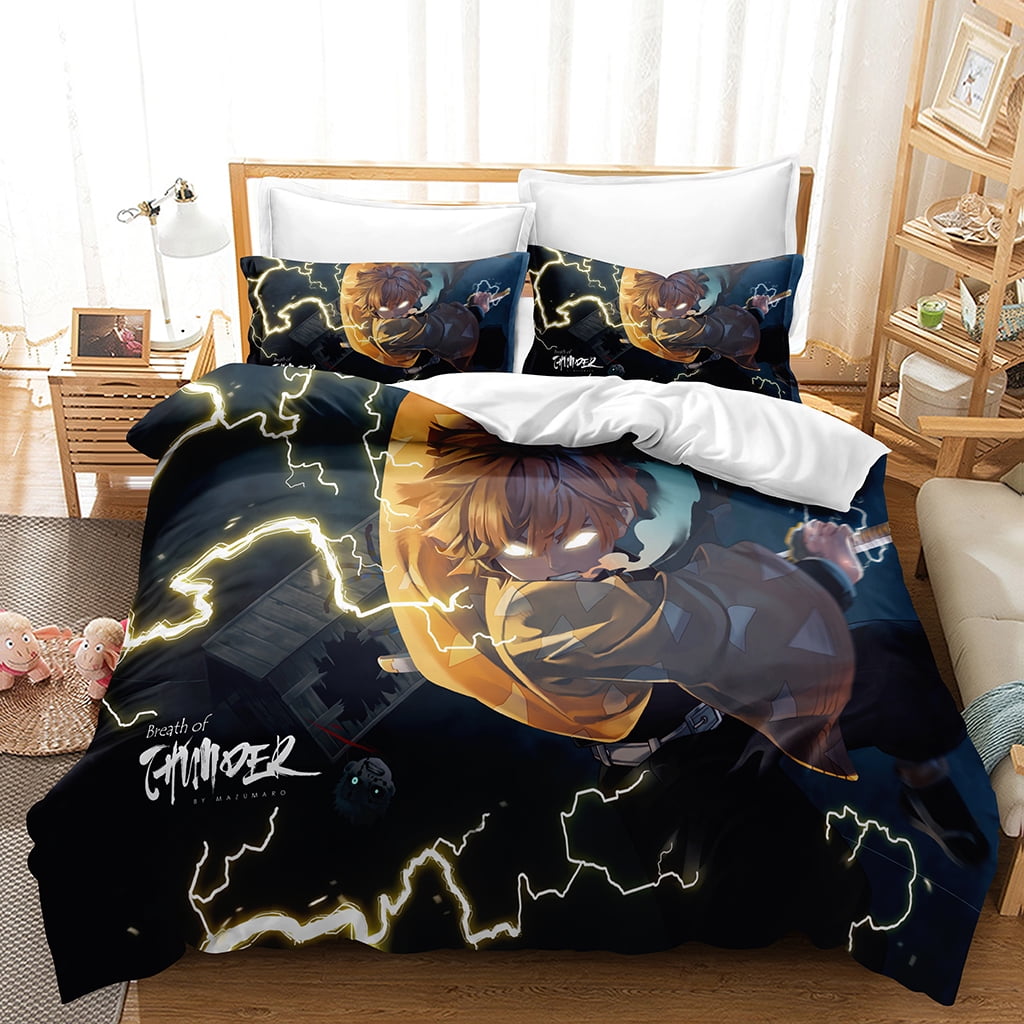 New 3PCS Anime Demon Slayer Bedding Bed Set Twin Full Queen King Size ...