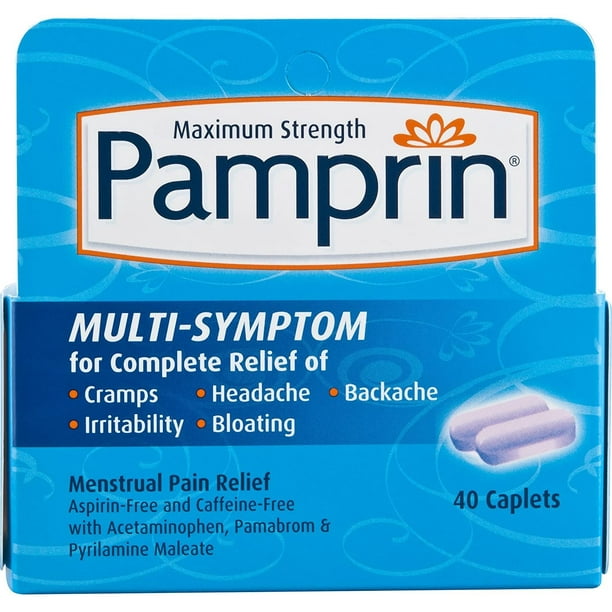 Pamprin Maximum Strength Multi-Symptom Menstrual Pain Relief Caplets ...