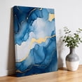 Blue Marble Canvas Wall Art for Living Room, Gradient Golden Texture ...