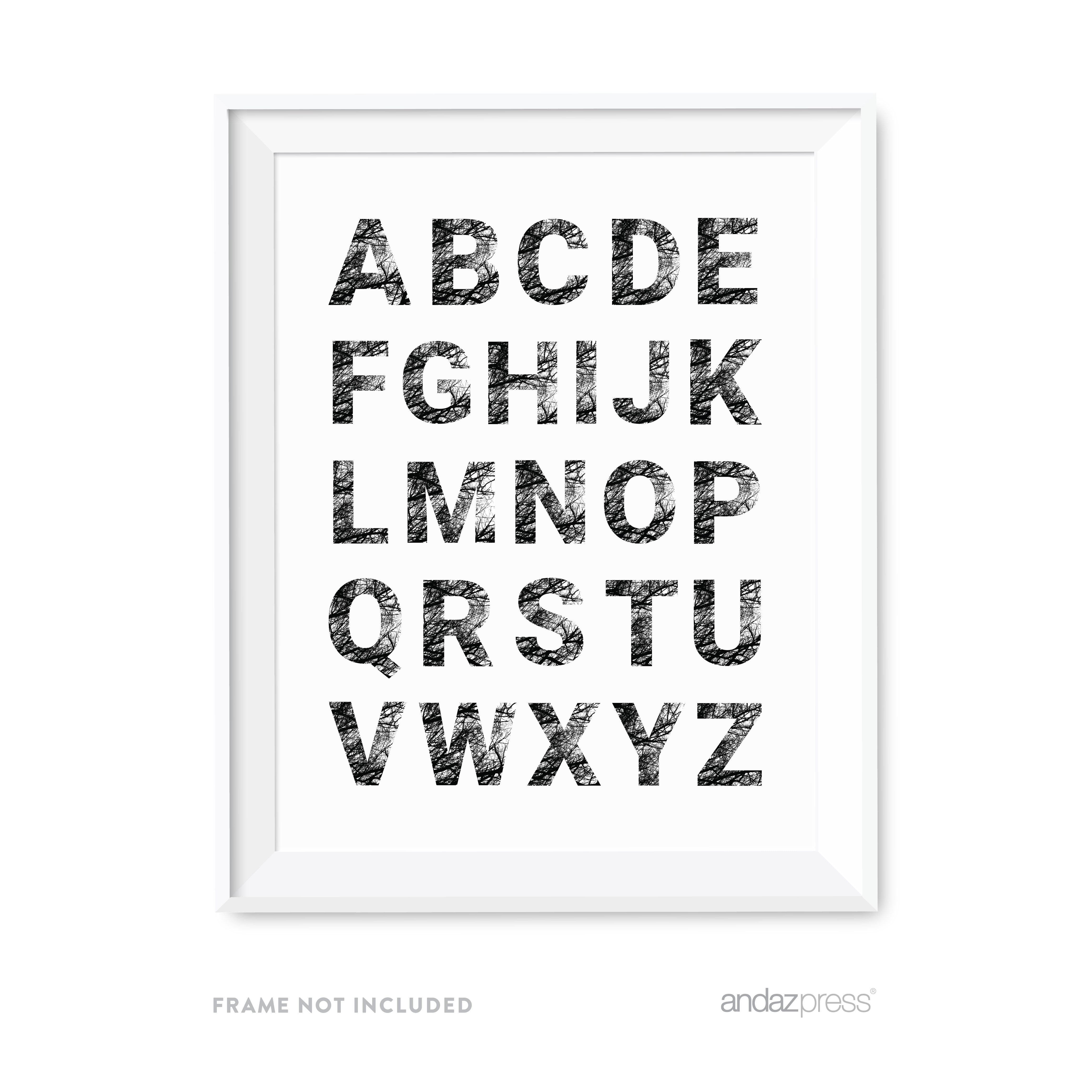 Full Alphabet Monogram Wall Art Letters, Black and White Tree Branches ...