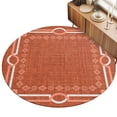 Orange Farmhouse Round Living Room Rugs 7 ft, Linen Texture Geometric ...