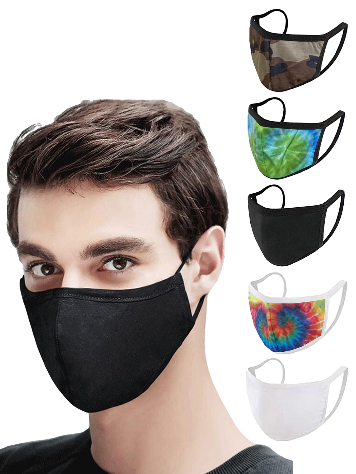 Multi-Pack Reusable Washable Earloop Cotton Fabric 2-Ply Mask - Walmart.com