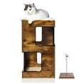 Petfamily 3-in-1 Multifunctional Wooden Cat Condo with Scratching Sisal ...