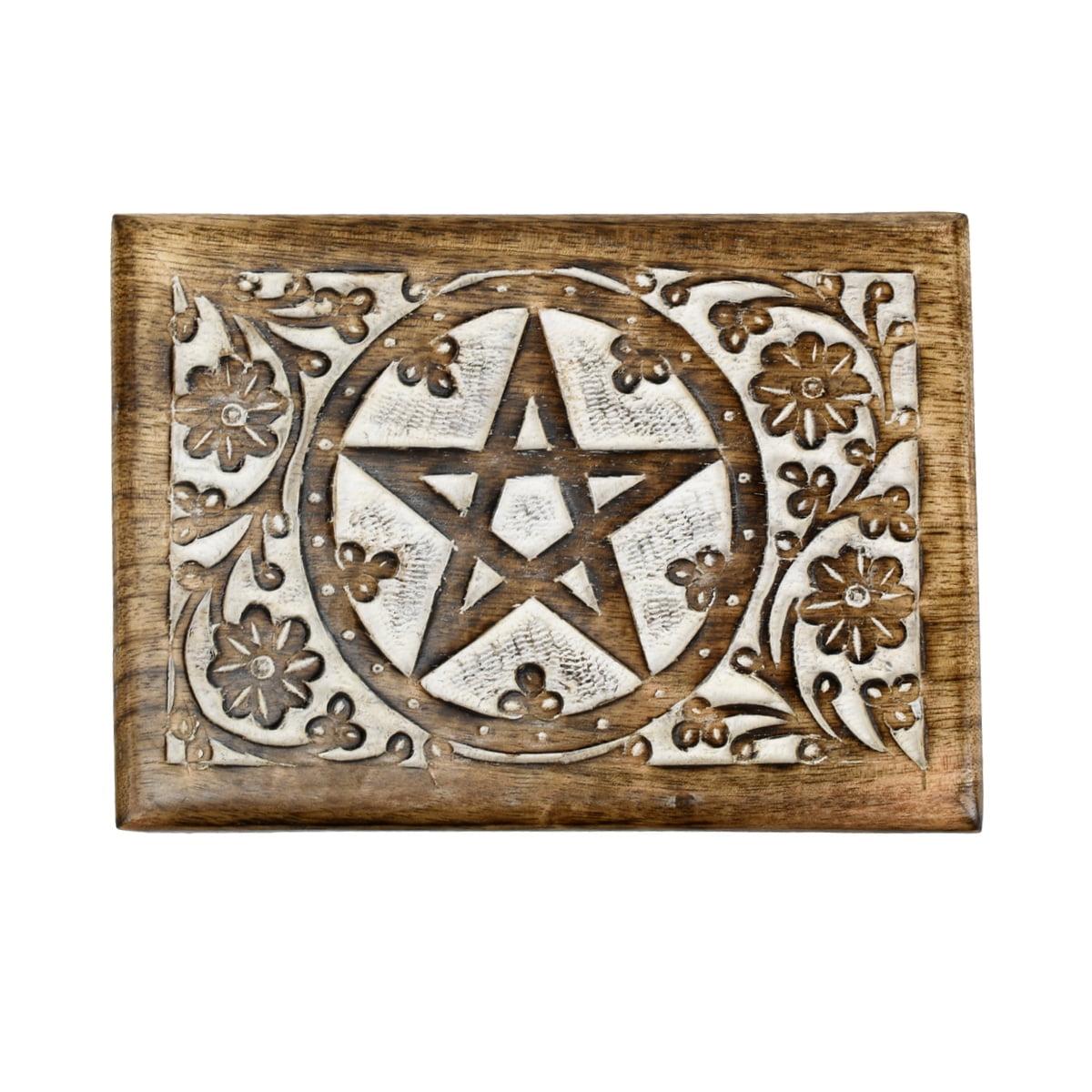Jewelry Boxes Pentagram Carved Metal over Wood 4.75 x 6.75 Box with ...