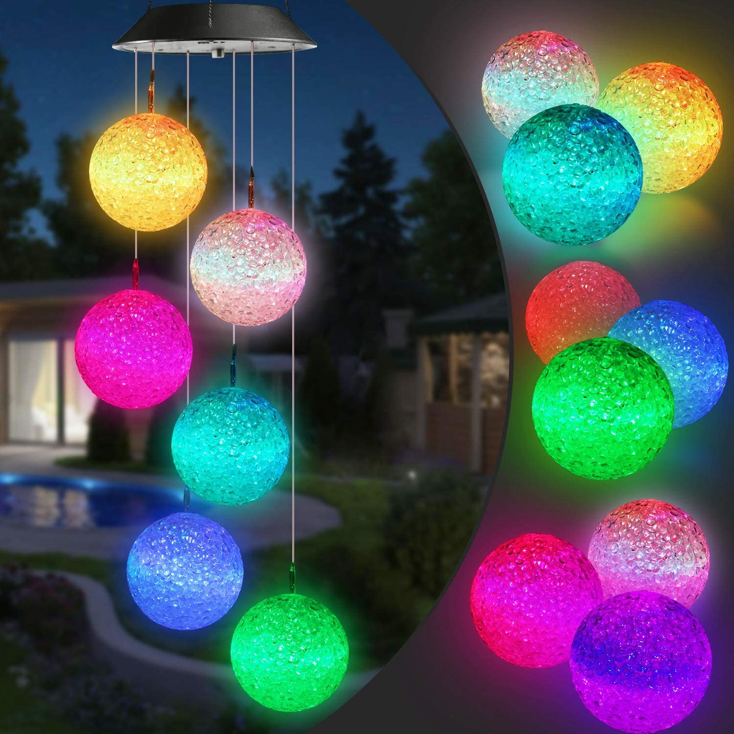 Click here for Unbranded Wjca Color Changing Ball Solar Wind Chim... prices