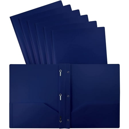 Better Office Products Blue 2 Pocket Folders with Prongs, Heavyweight ...