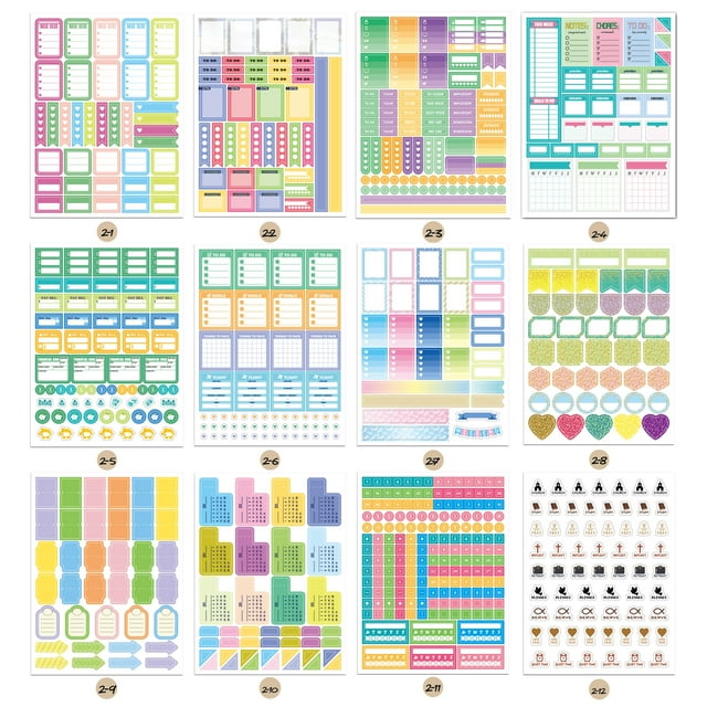 12 Sheets Essentials Planner Sticker Weekly Daily Schedule Sticker ...