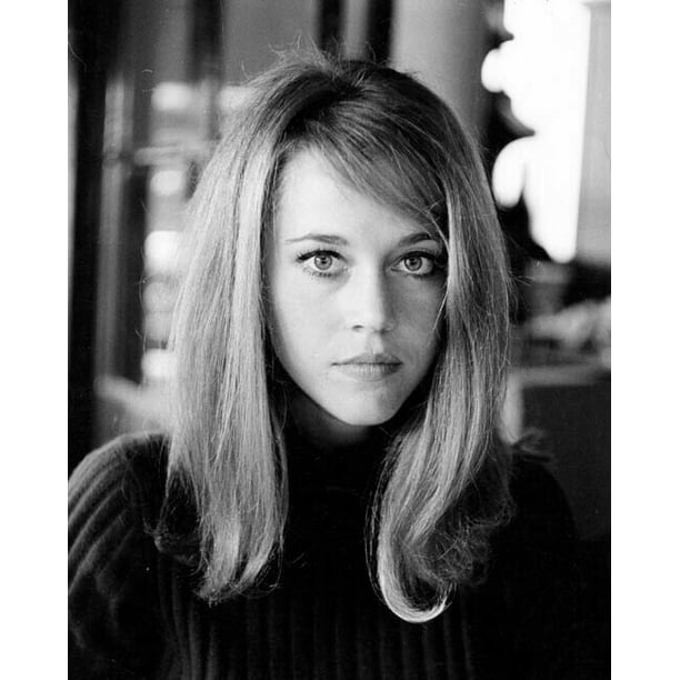 Jane Fonda beautiful portrait circa 1967 in black sweater long hair ...