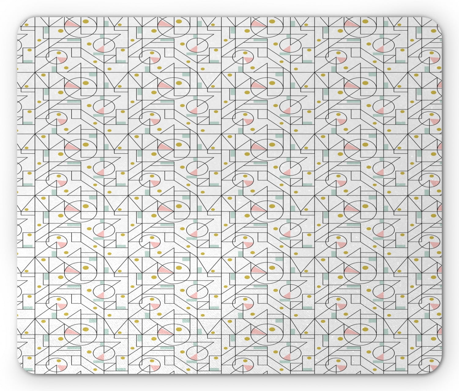 Geometric Mouse Pad, Shapes Illustration with Polka Dots Ovals ...