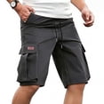 Betivan Men's Cargo Shorts Solid Color Multi Pockets Drawstring Elastic ...