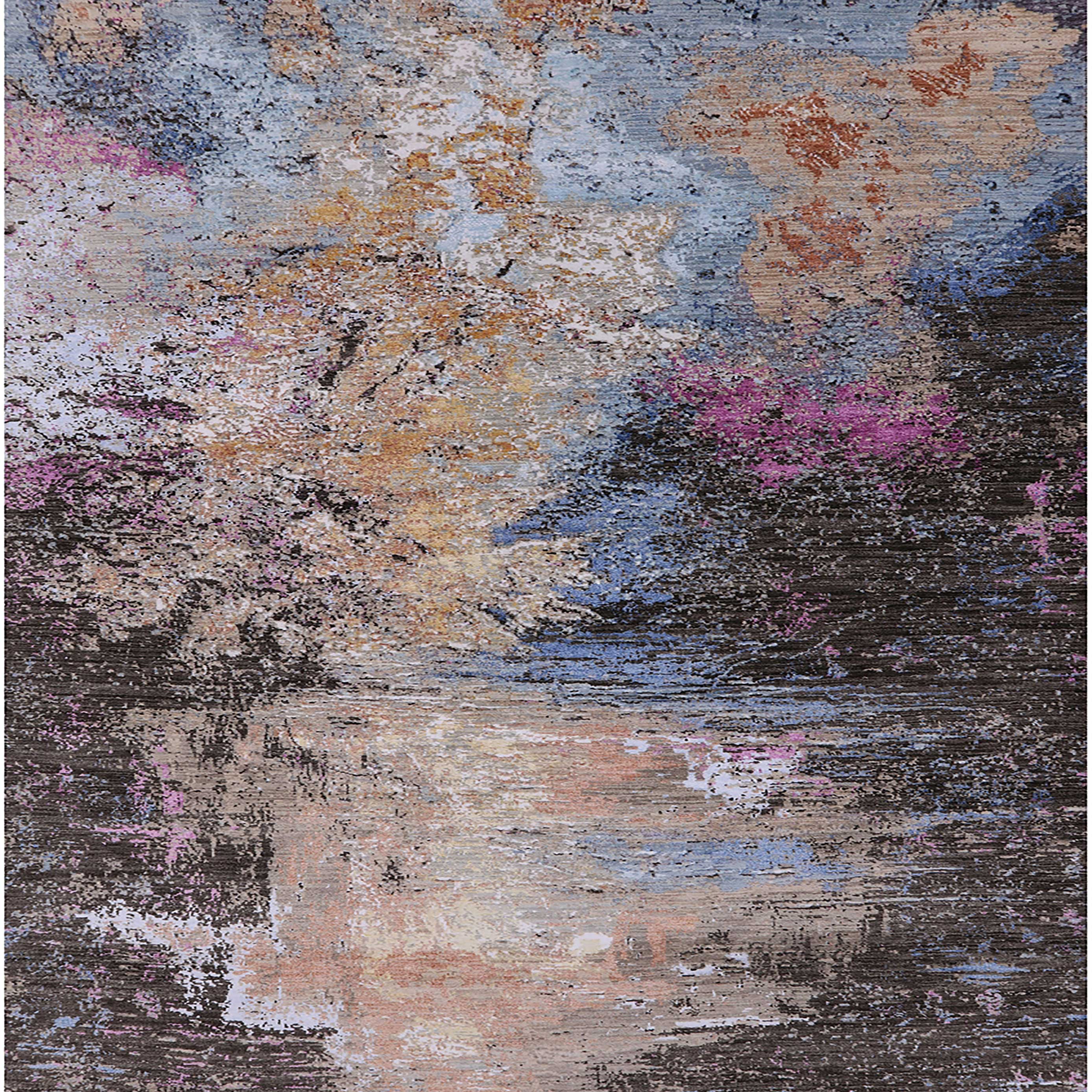 Ahgly Company Indoor Square Mid-Century Modern Purple Oriental Area ...