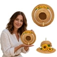 2PCS Straw Hat Birdhouse, Resin Straw Hat Bird Shelter With Sunflower ...