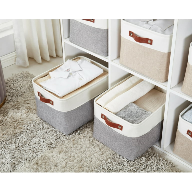 Grey and white storage bins store