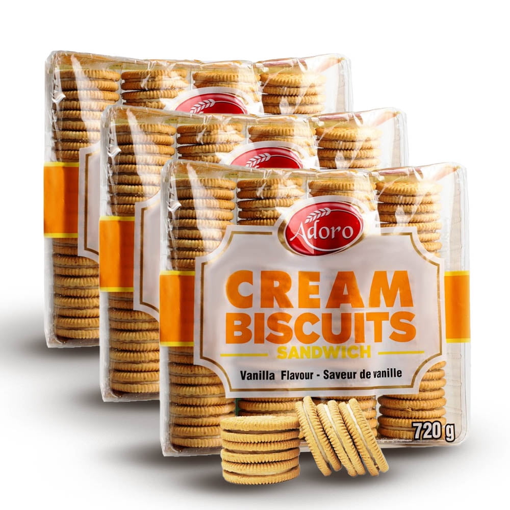 Vanilla Sandwich Cookies, Bulk Snacks 720g, Rich and Creamy Cream ...