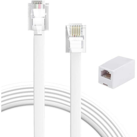 White Telephone Landline Extension Cord Cable Line Wire with Standard ...