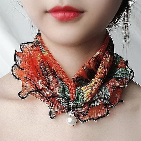 Silk Scarf With Pearl Wood Ears Lace Variety Scarf Square Scarf (f ...