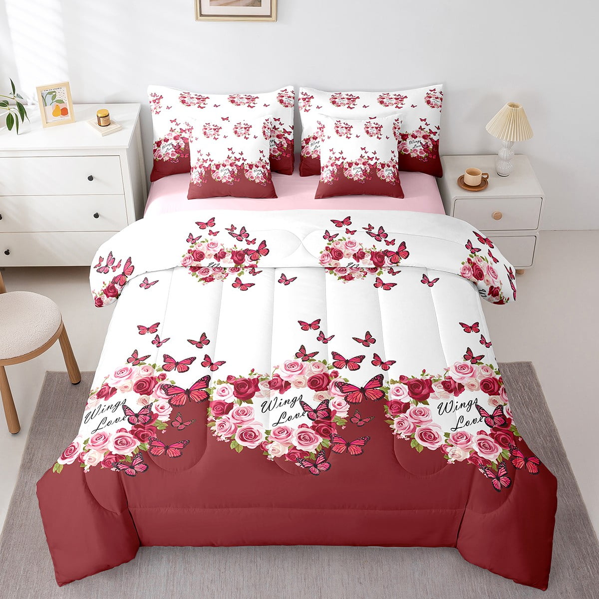 Click here for Erosebridal Queen Bed In A Bag Floral Comforter Se... prices