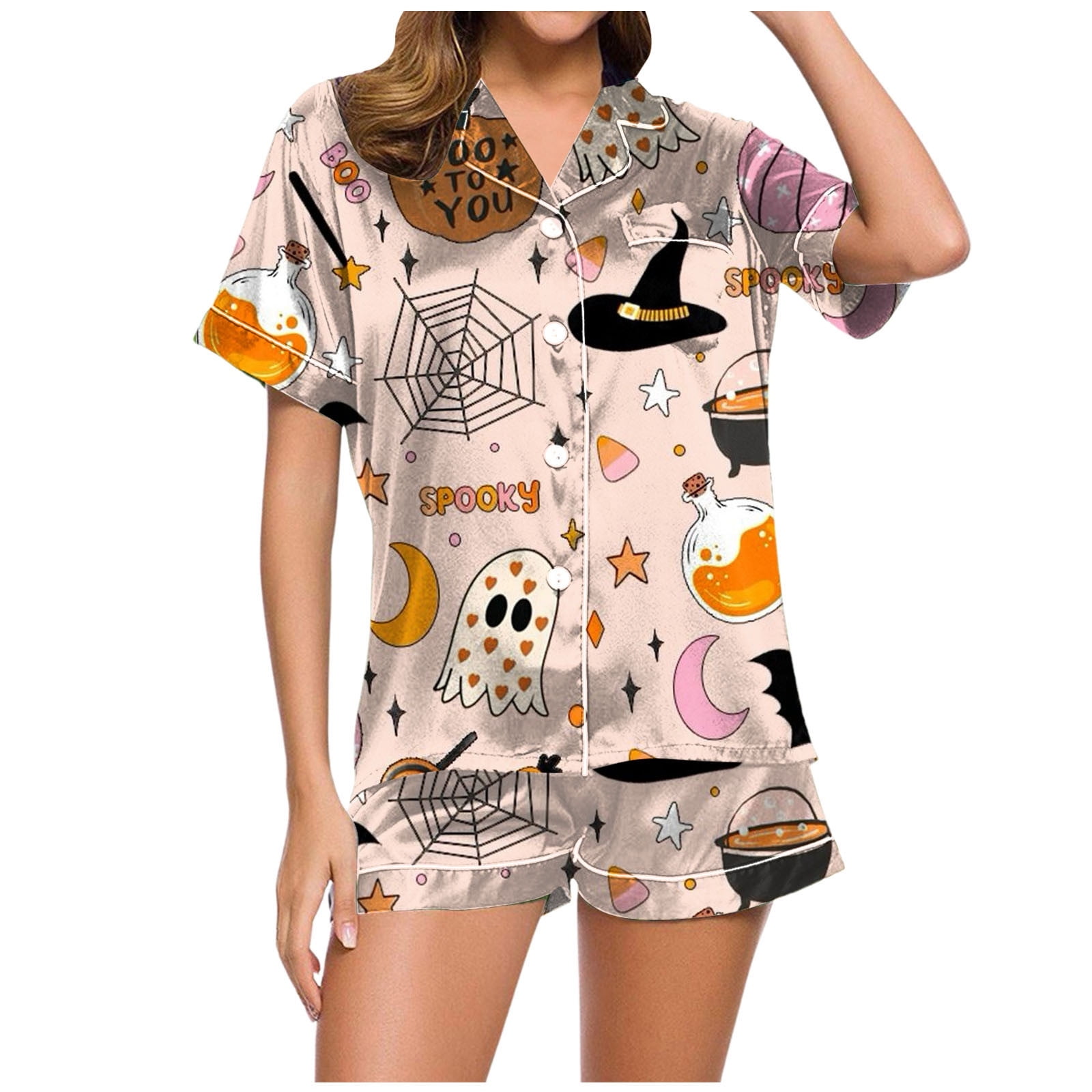 Click here for Kcodviy Ladies Casual Halloween Printed Satin Clot... prices