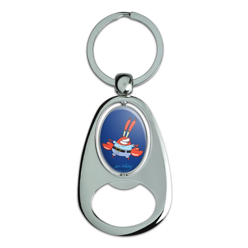 SpongeBob Mr. Krabs Pose Keychain Chrome Metal Spinning Oval Bottle ...