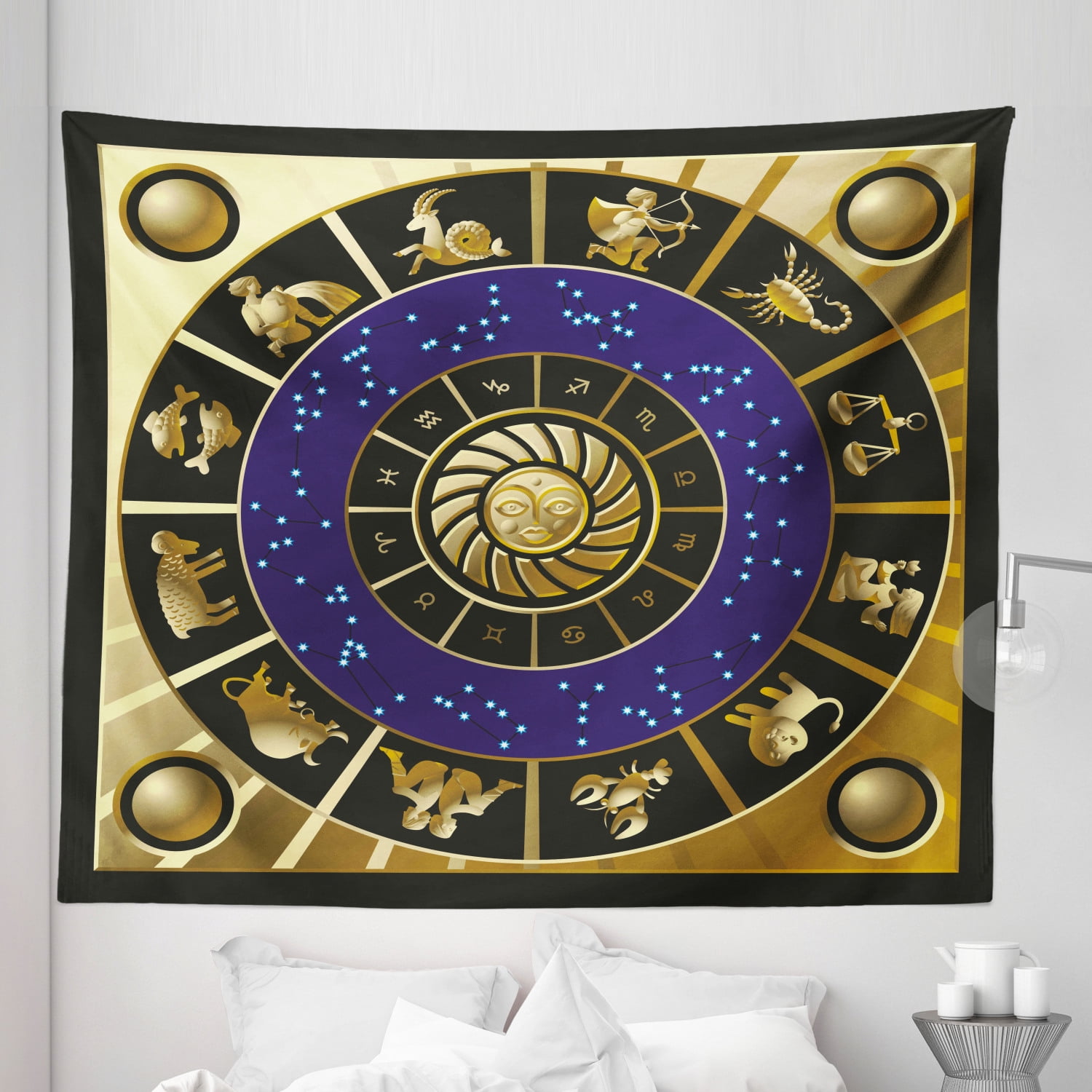 Astrology Tapestry, Square Shape Inner Details Zodiac Horoscope and ...