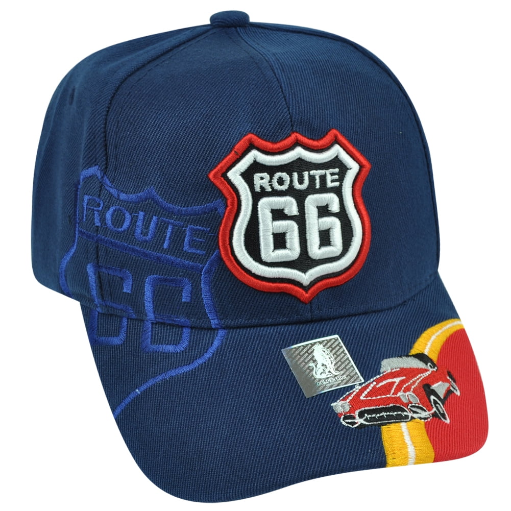 Route 66 US Road The Mother Road Historic Highway Blue Polyester Hat ...