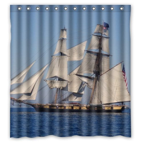 Mohome Ship Theme Shower Curtain Waterproof Polyester Fabric Shower