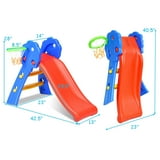 Gymax Foldable Toddler 2-Step Slide with Basketball Hoop, Easy Indoor ...