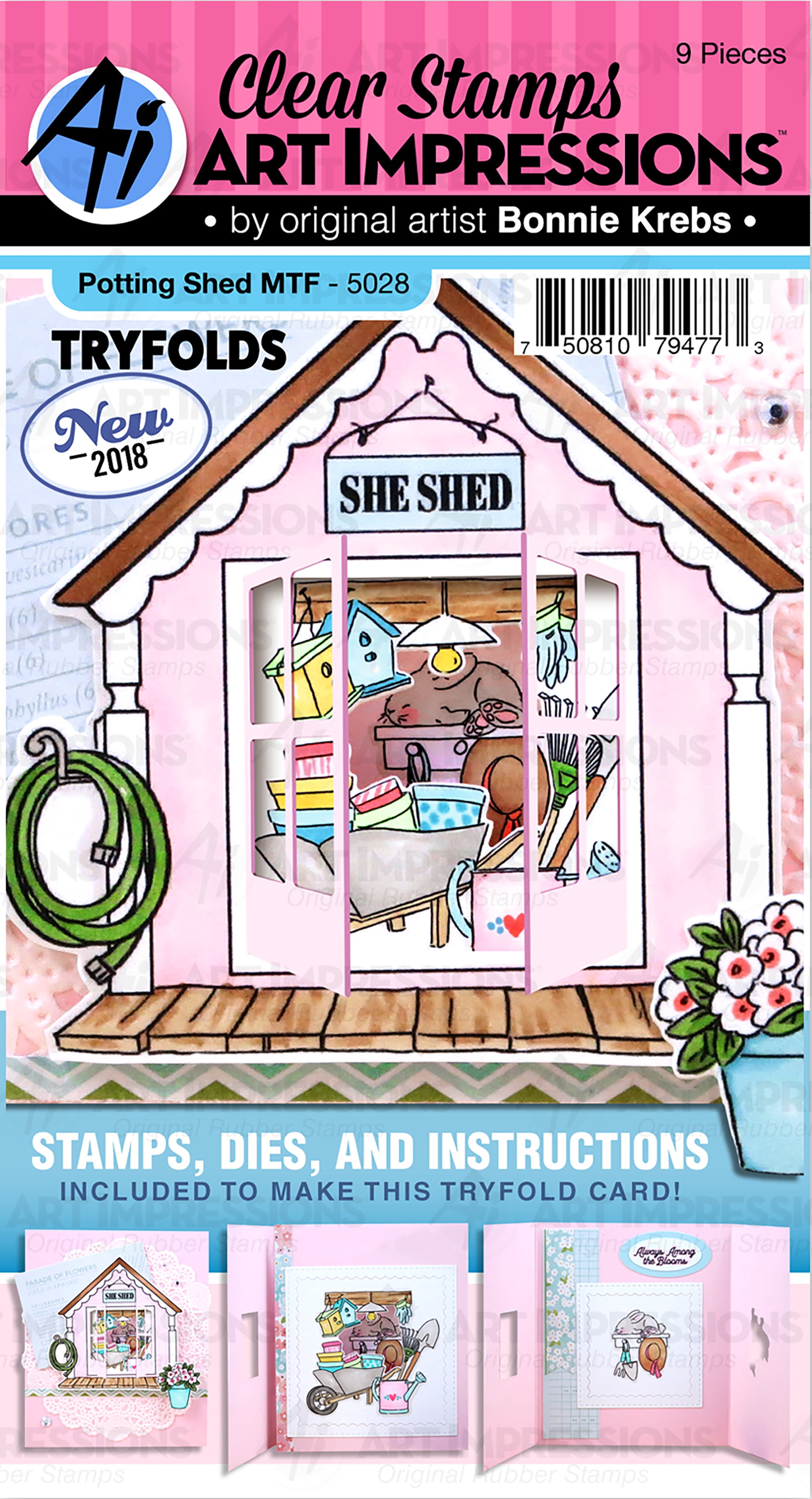 Art Impressions Mini Tryfolds Stamp & Die Set-Potting Shed - Walmart.com
