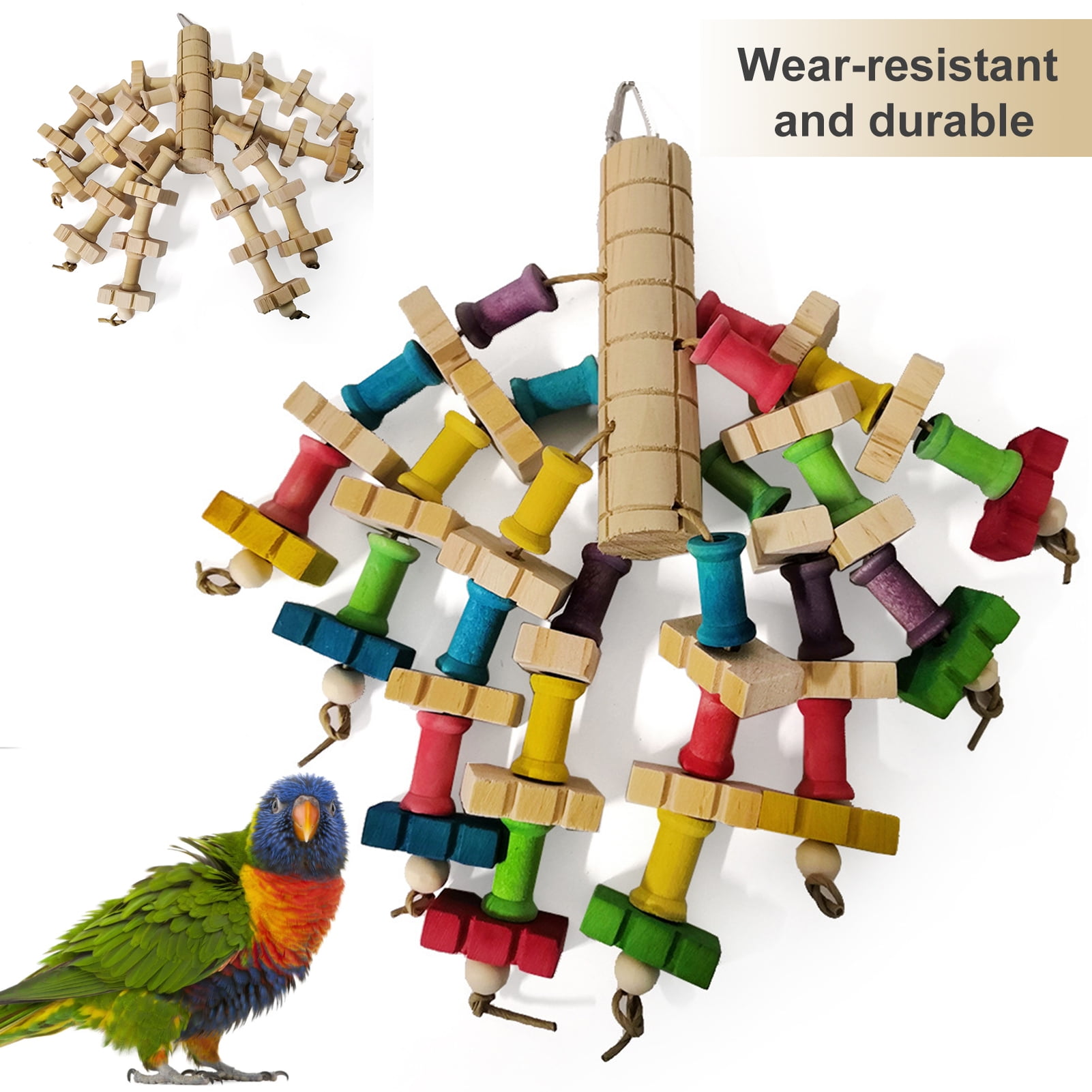 AURORA TRADE Bird Block Knots Tearing Toy -12 inch Natural Wood Corn ...