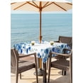 Blue Floral Square Outdoor Tablecloth with Umbrella Hole Watercolor ...