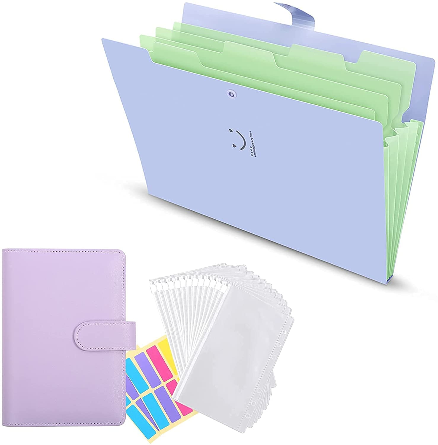 File Folder+12pcs Binder Pockets with PU Leather 6 Ring Binder ...