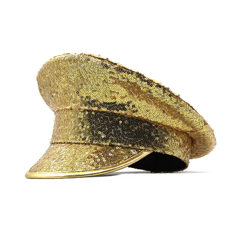 YM YOUMU Women Glitter Sequin Captain Hat Military Cap for Festival ...