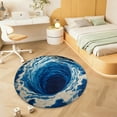 23.6" Circular 3D Visual Effect Rug, Blue Whirlpool Stereoscopic ...