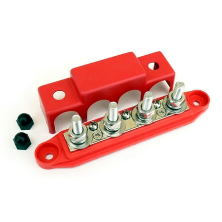 4 Post Busbar 3/8" Studs - 250A 48Vdc - RED bus bar - Walmart.com