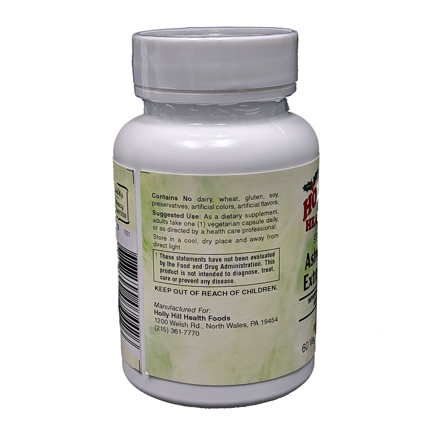 Holly Hill Health Foods Ashwagandha Extract 500mg, 60 Vegetarian Capsules