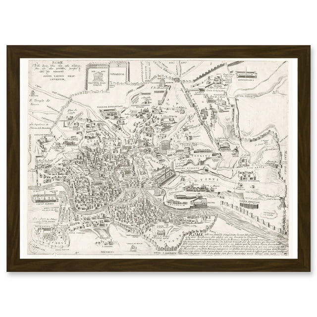 Map Ligorio 16th Century Ancient Rome Roman City Plan Artwork Framed ...