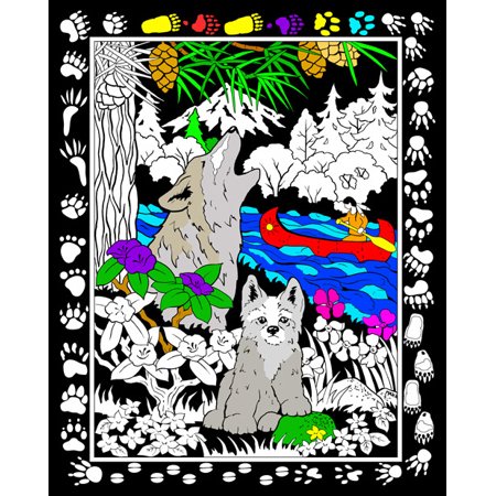 Howling Wolf - Fuzzy Velvet Coloring Poster 16x20 Inches - Walmart.com