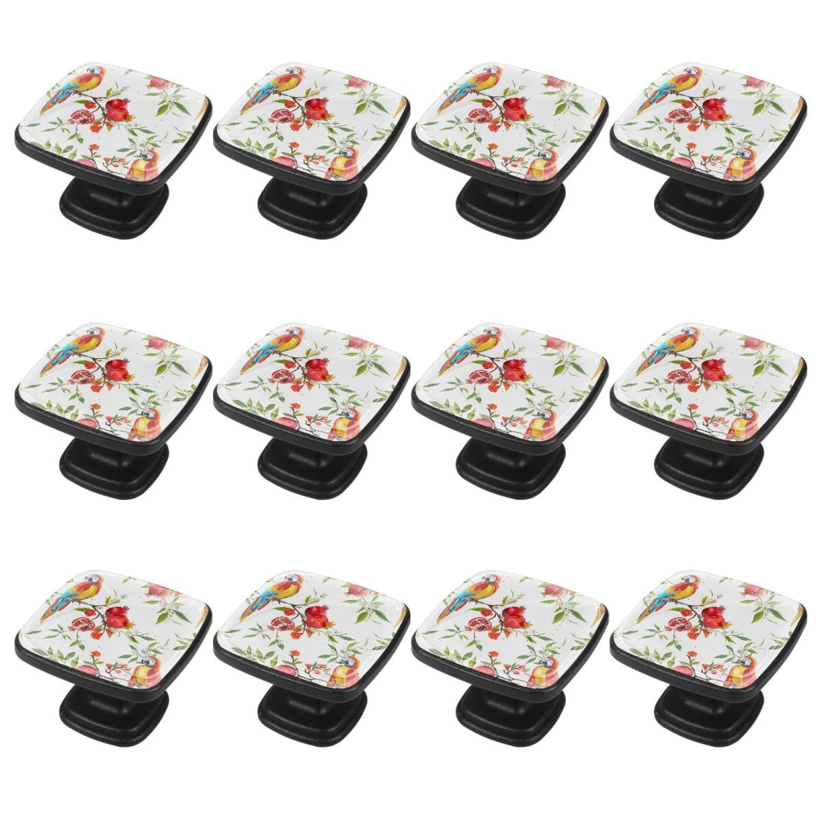 12 Pcs Cabinet Handle Drawer Pulls Parrot Knobs with Screws Square ...